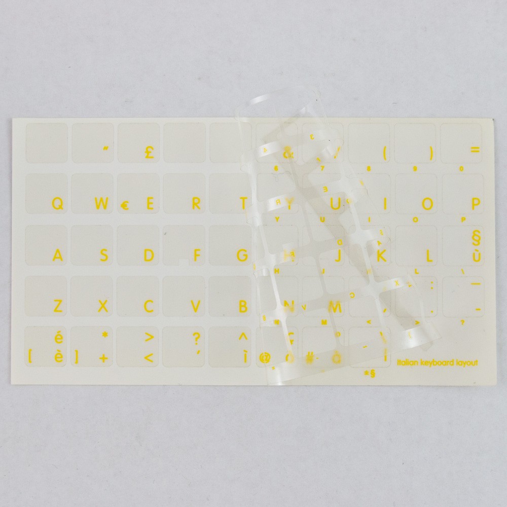 Italian Keyboard Stickers Yellow Letters on Transparent Background11 ...