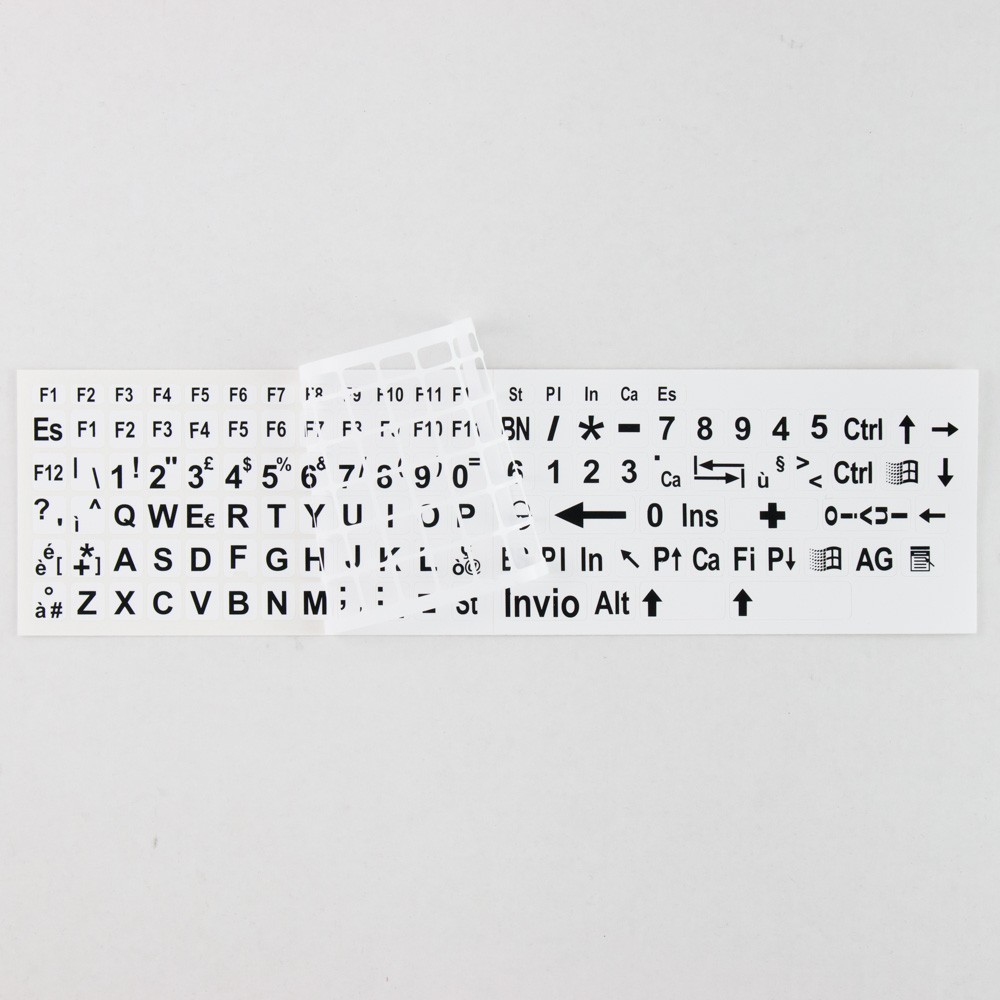 Italian Keyboard Stickers black letters on white background - for ...
